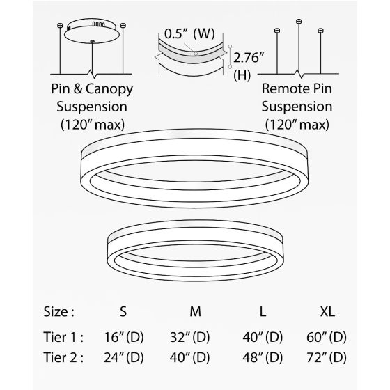 3-Tier Large Round Chandelier LED Ring Pendant – Alcon Lighting 12234