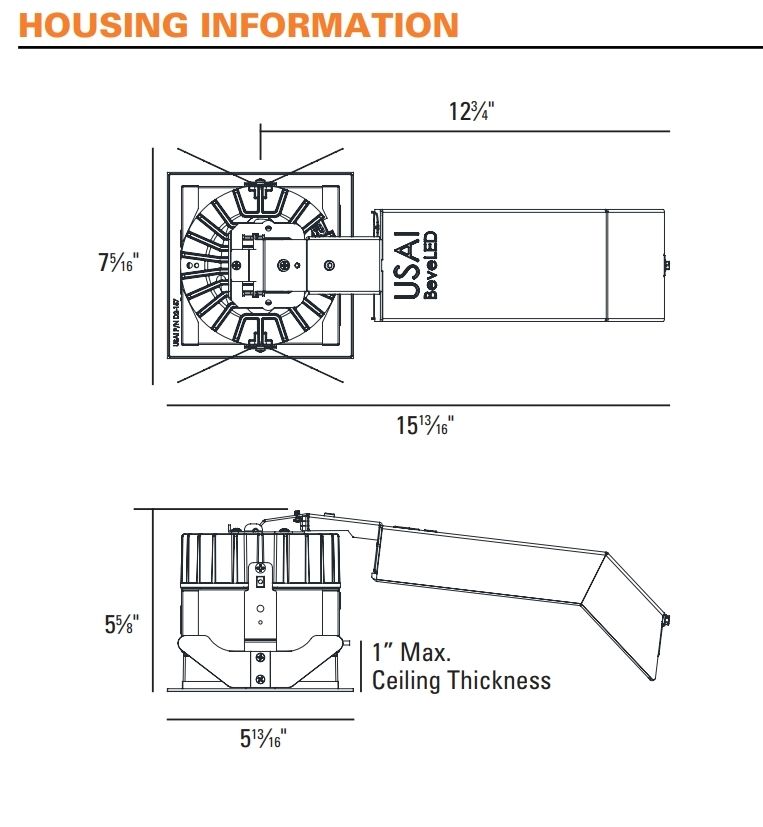 USAI Lighting 3110RT Square BeveLED 2.1 Retrofit Downlight ...