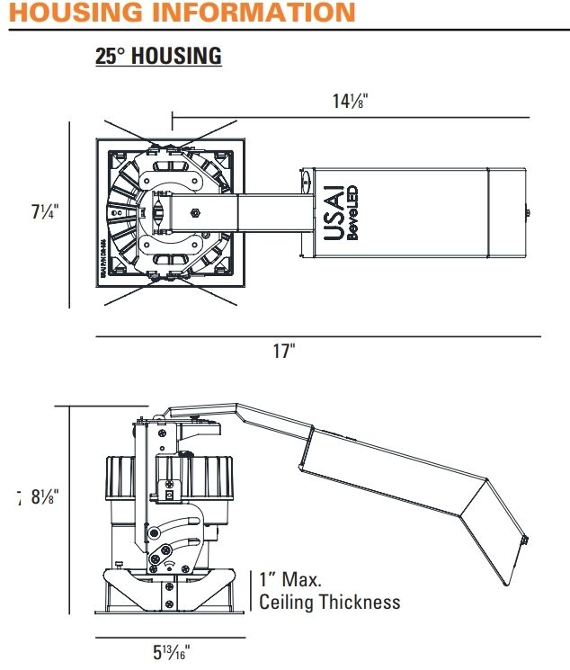 USAI Lighting 3131RT Square BeveLED 2.1 Retrofit Adjustable Downlight ...
