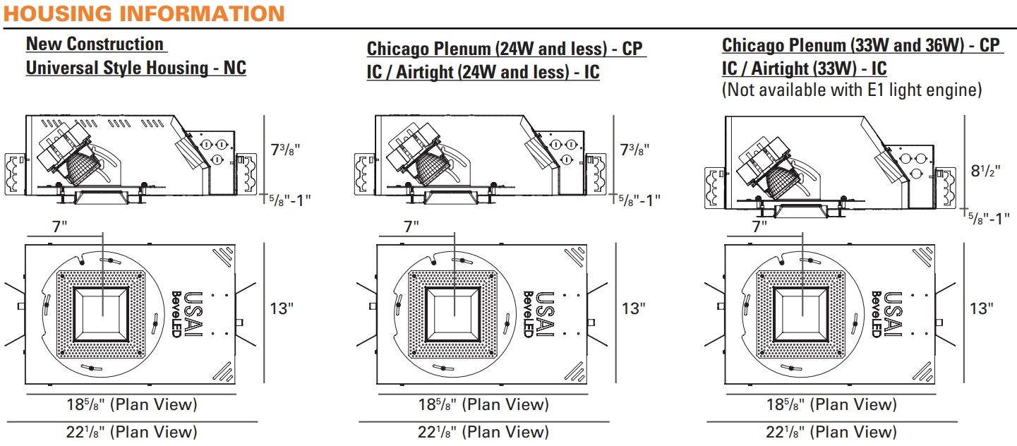 USAI Lighting 3431 Trimless Square BeveLED 2.1 Adjustable Downlight ...